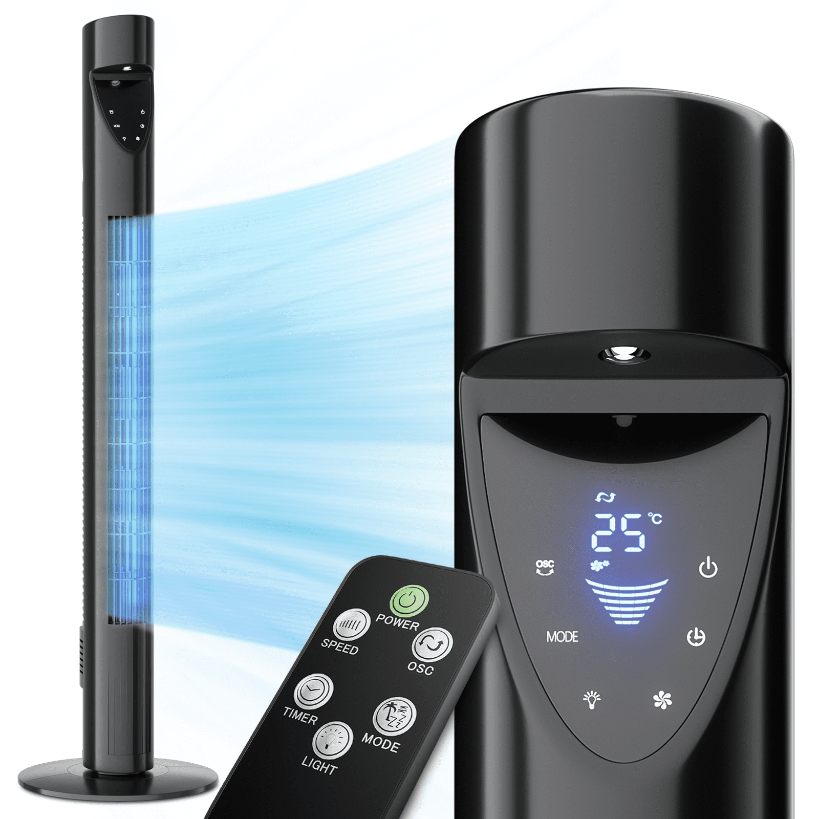 Magshion Tower Fan, 38" Oscillating Fan with Remote, Bladeless Fan with ...