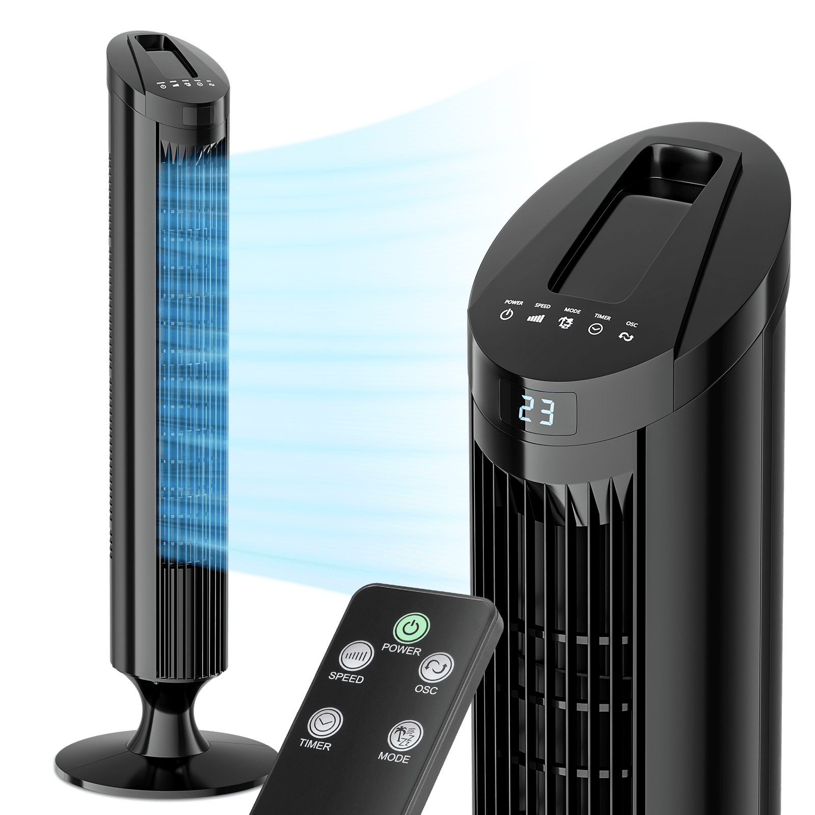 Magshion Tower Fan for Bedroom, 34" Bladeless Fan, 70° Oscillating Fan ...
