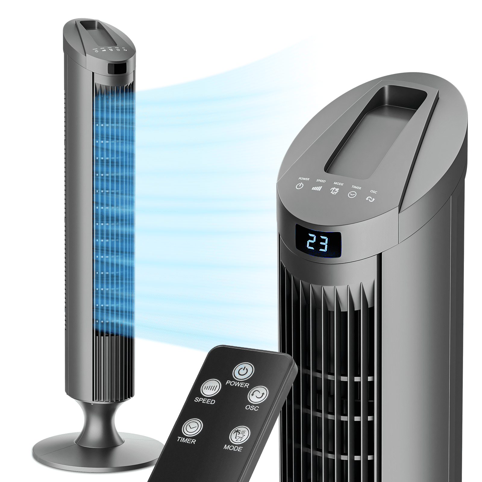 Magshion Tower Fan for Bedroom, 34" Bladeless Fan, 70° Oscillating Fan ...