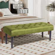 HOMCOM 32" Vintage Ottoman, Tufted Foot Stool, Upholstered Seat, Rustic ...