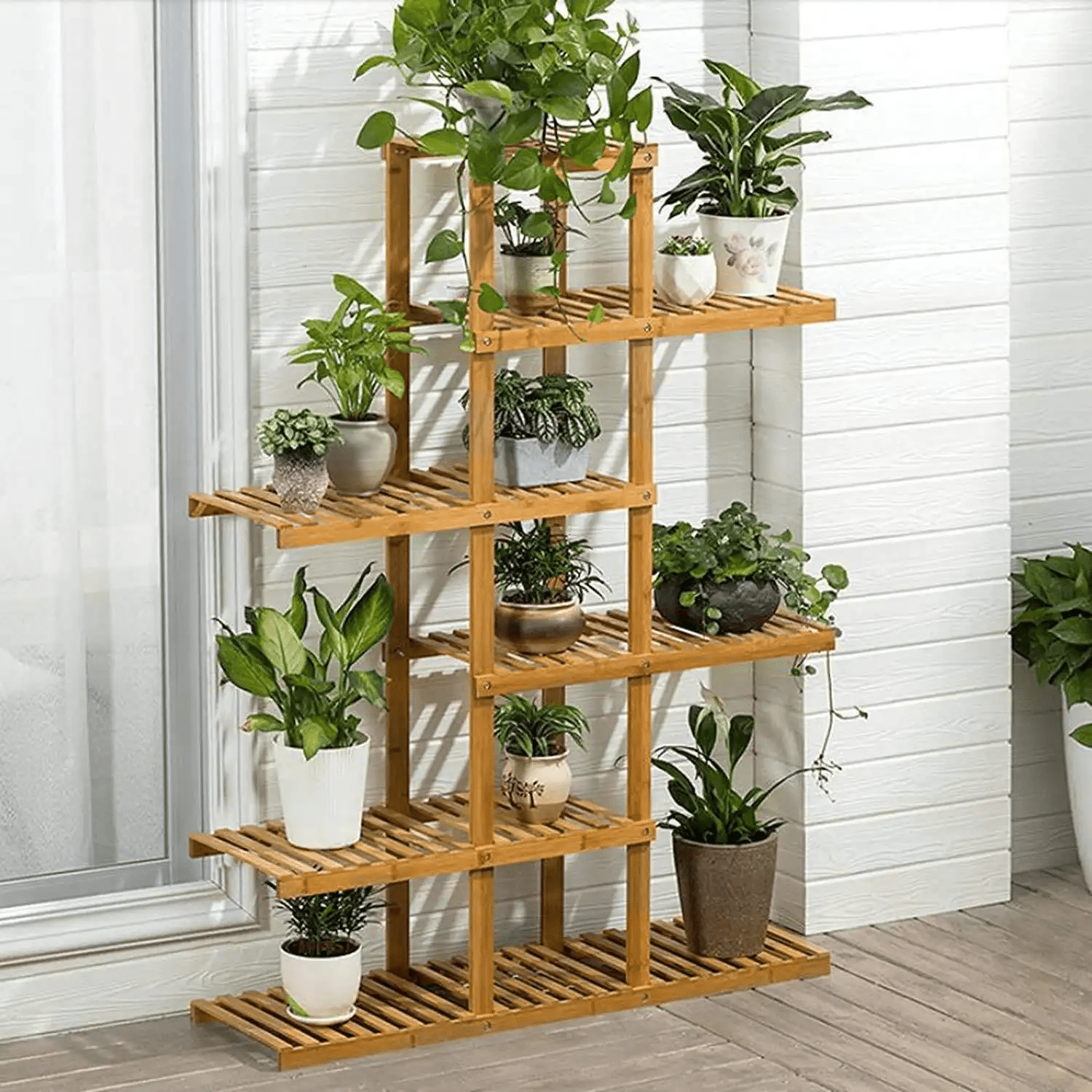 Magshion Bamboo Indoor/Outdoor Multi-Level Plant Display Rack, 6 ...