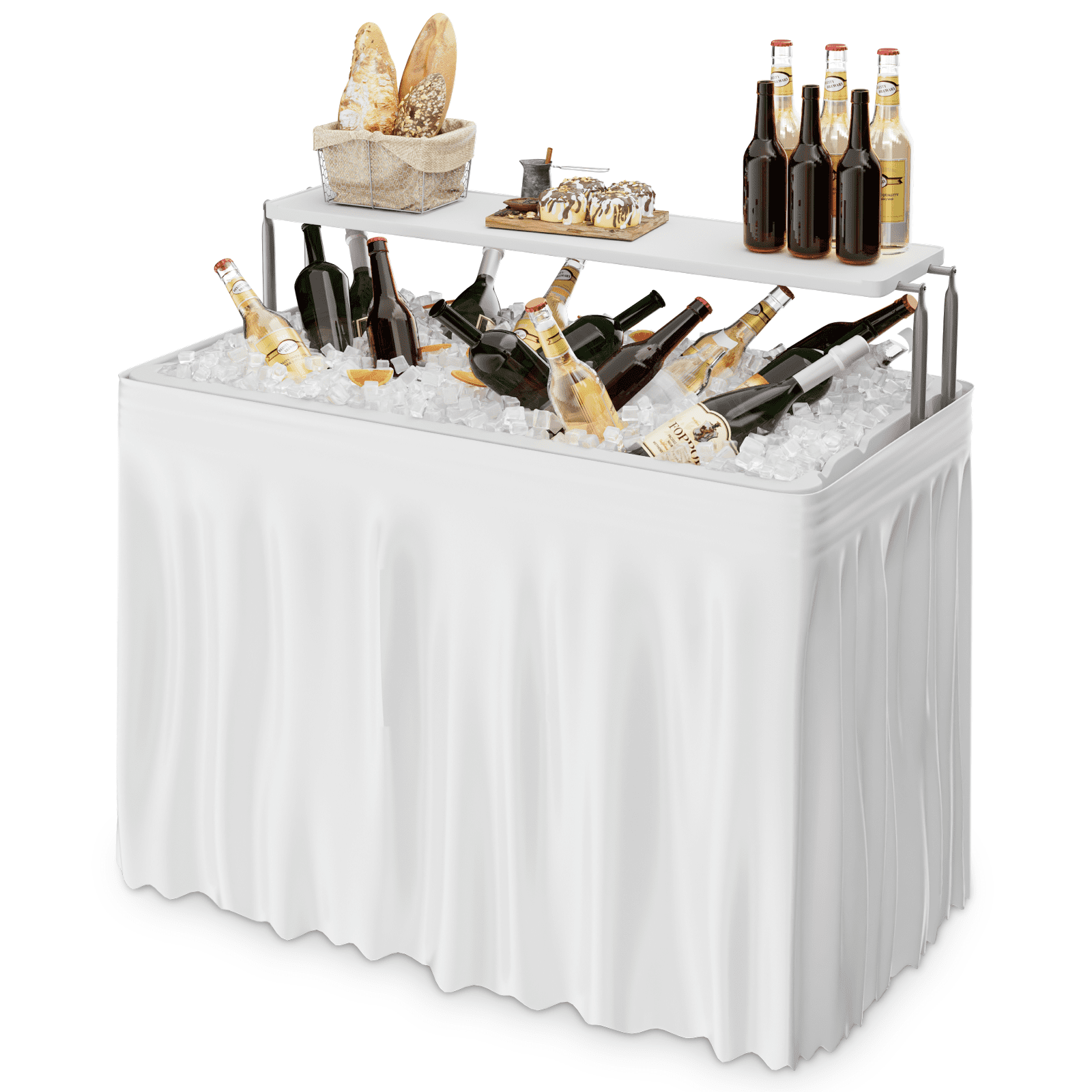 Magshion folding Ice Cooler Table with Skirt & Downcomer, Portable ...