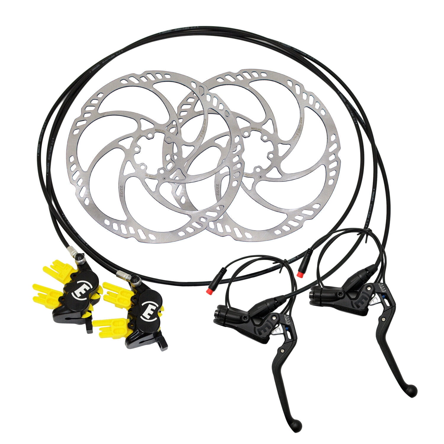 Magura MT5e E-Brake 4-Piston Hydraulic Disc Brake Set w/ 203mm Rotors ...