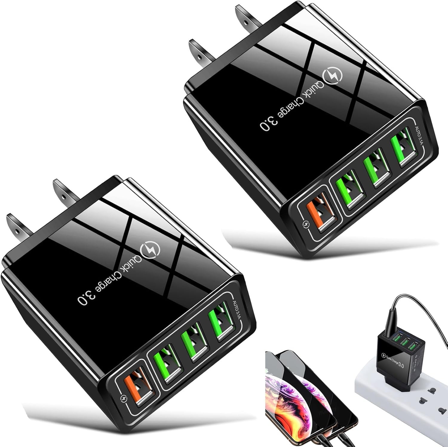 Magvolt Pro Phone Charger, Fast Charging Block, USB Chargers, 4-Port ...