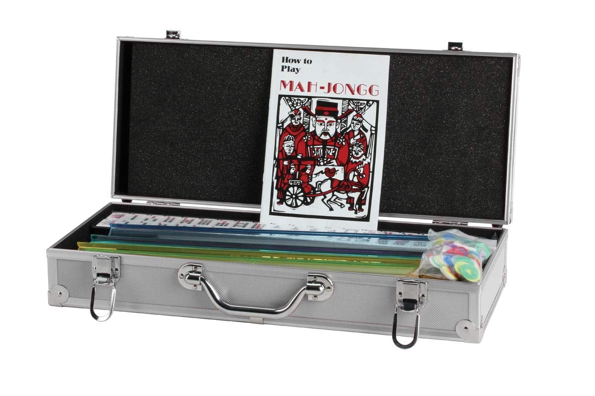 CHH Mah Jong Set Silver Hard Case Ivory Tiles Complete Game Set ...