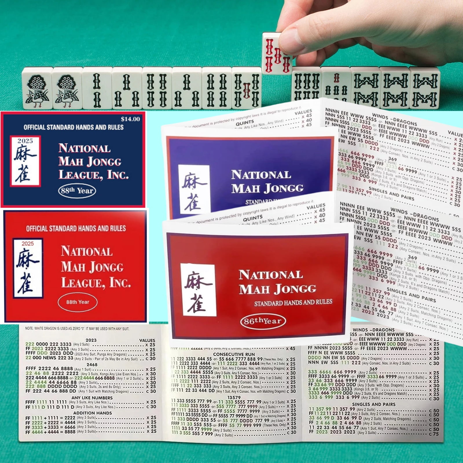 Mah Jongg 2025 Large Size Card Mah Jongg Card National Mahjong Cards 2025 1PC National Mahjong ...