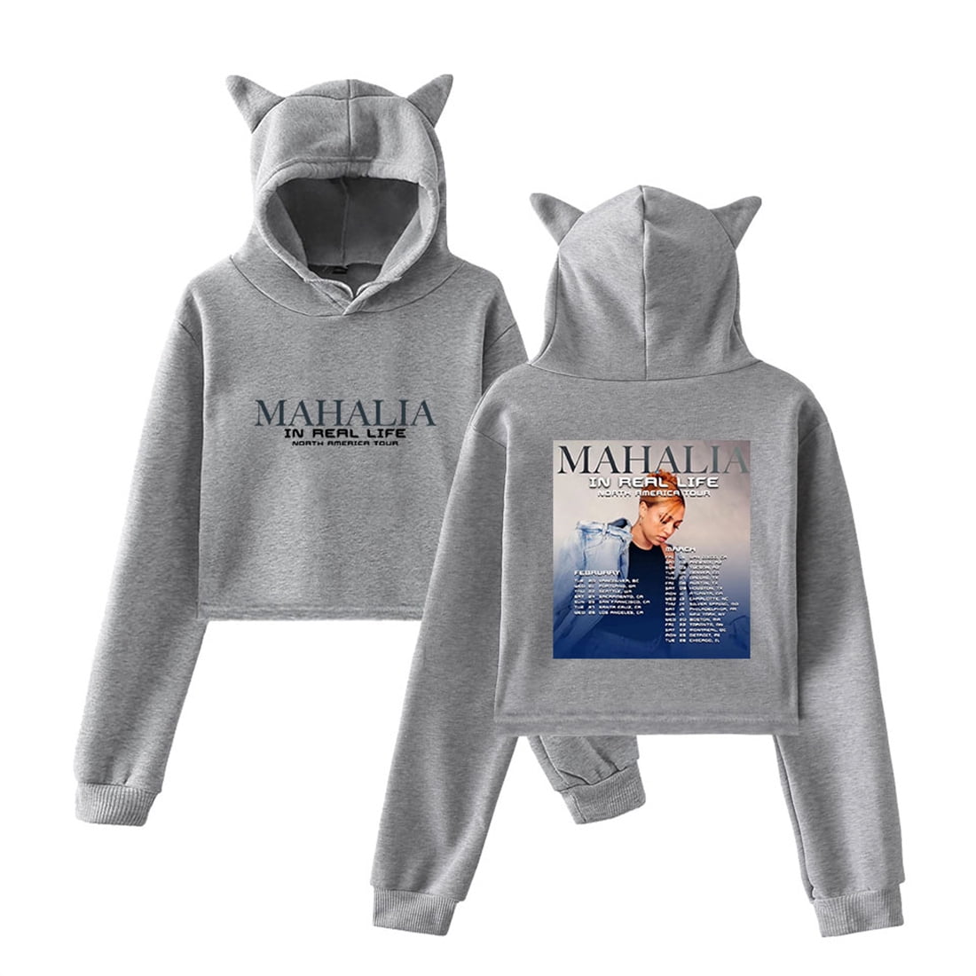 Mahalia In Real Life Tour 2024 Cat Ear Hoodie Fashion Short Sweatshirt Unique Top - Walmart.com