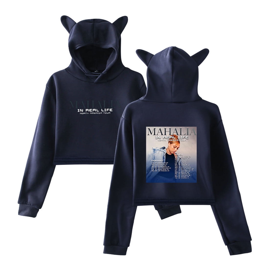 Mahalia In Real Life Tour 2024 Cat Ear Hoodie Fashion Short Sweatshirt Unique Top - Walmart.com