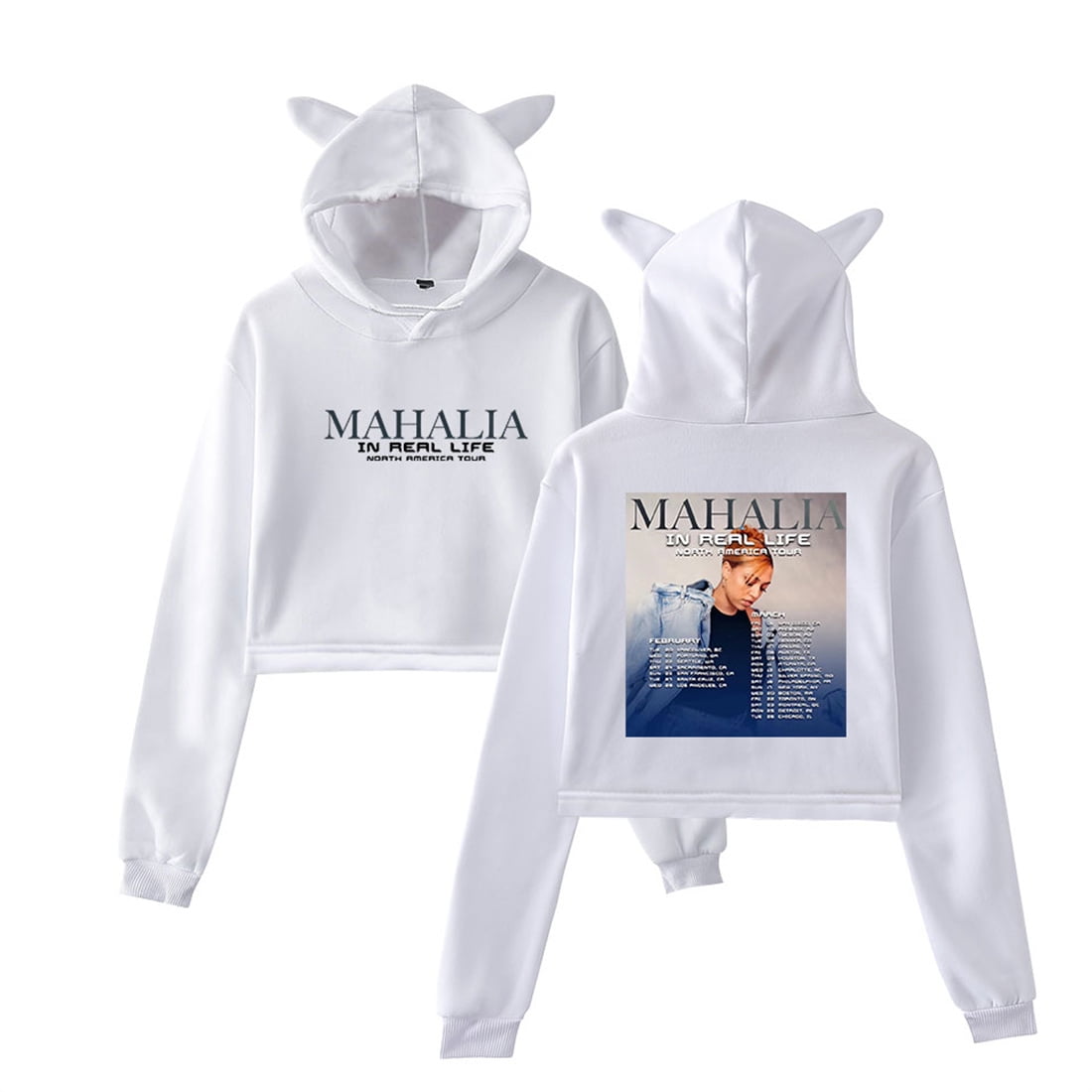 Mahalia In Real Life Tour 2024 Cat Ear Hoodie Fashion Short Sweatshirt Unique Top - Walmart.com