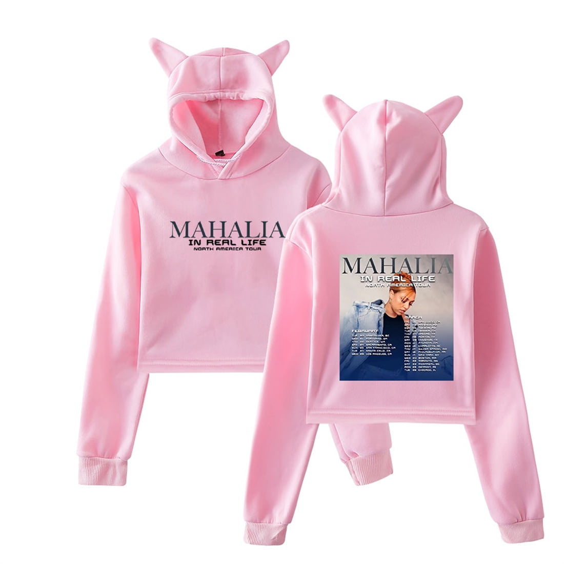 Mahalia In Real Life Tour 2024 Cat Ear Hoodie Fashion Short Sweatshirt Unique Top - Walmart.com
