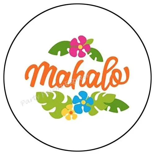 Mahalo Thank You Luau Stickers Party Favors Phone Decal Water Bottle ...