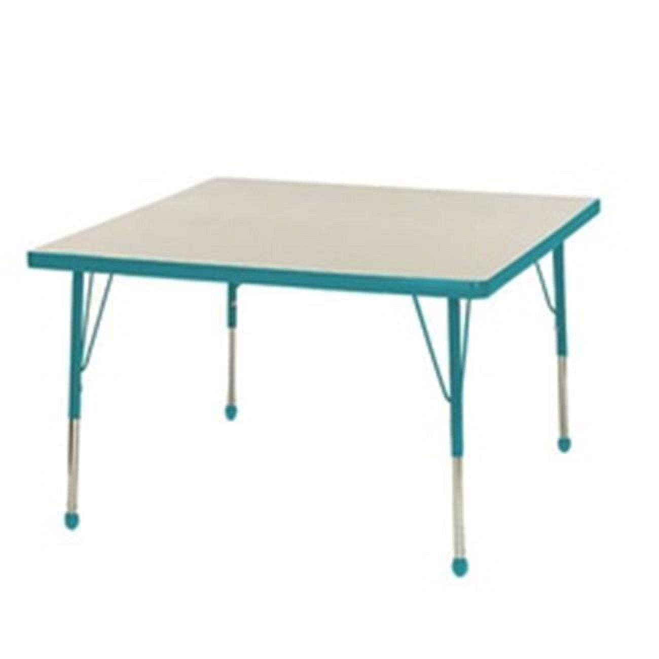 Mahar Manufacturing M48SQTL-SB Square Activity Table with Maple Top and Teal Edge, 48 in ...