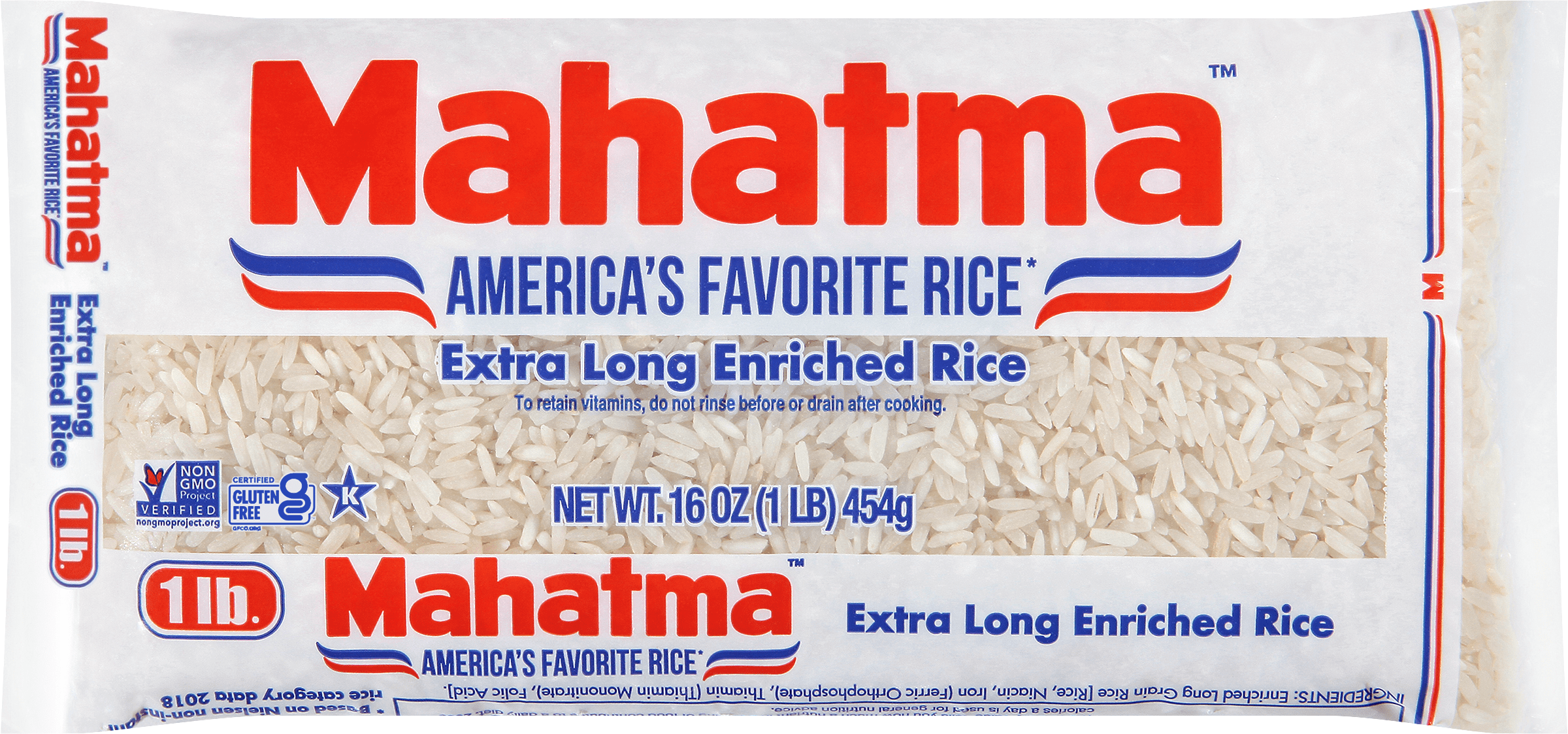 Mahatma Enriched White Rice, Extra Long Grain Rice, Gluten Free, 1 lb ...