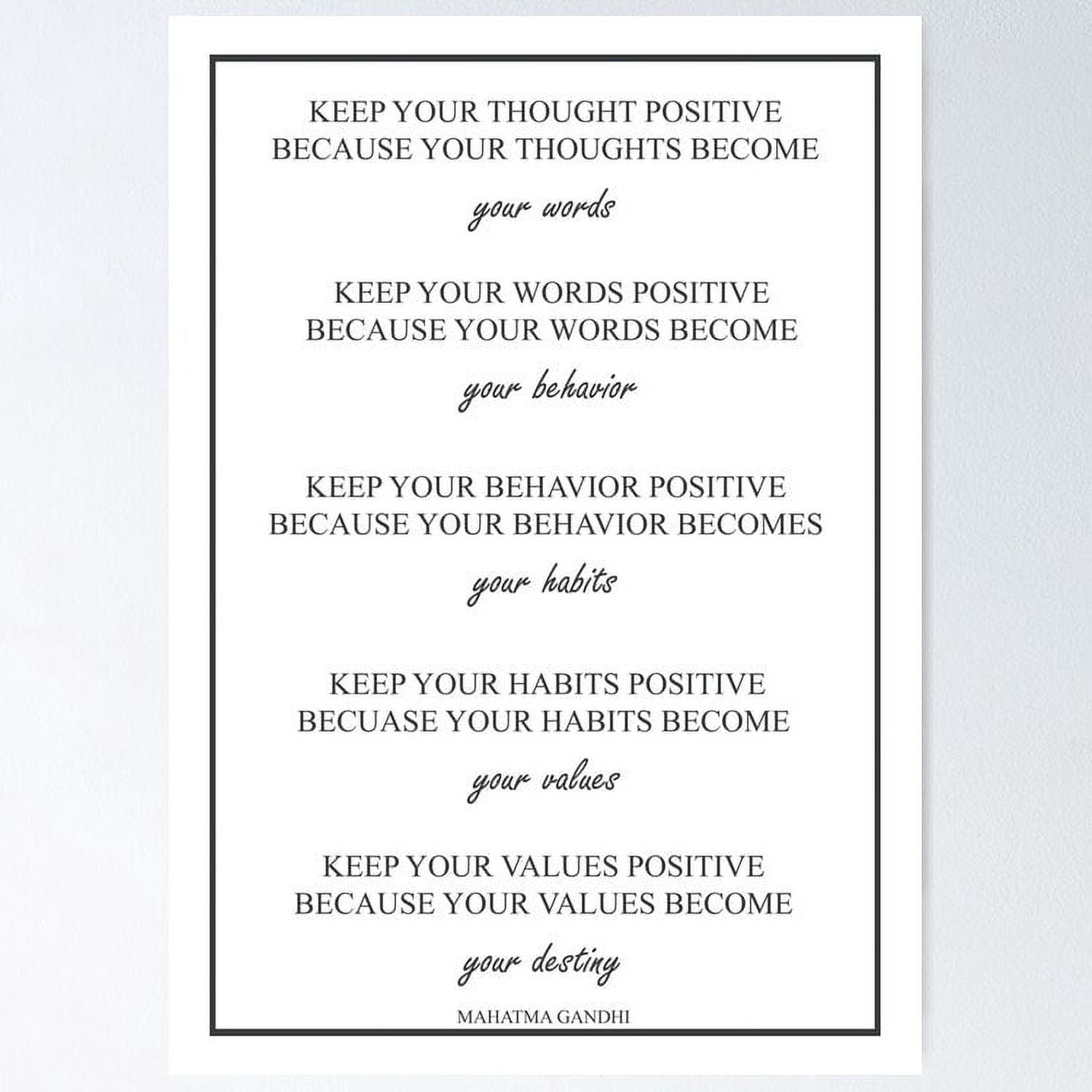 Mahatma Gandhi Keep Your Thoughts 376 Watercolor M Poster- Unframed ...