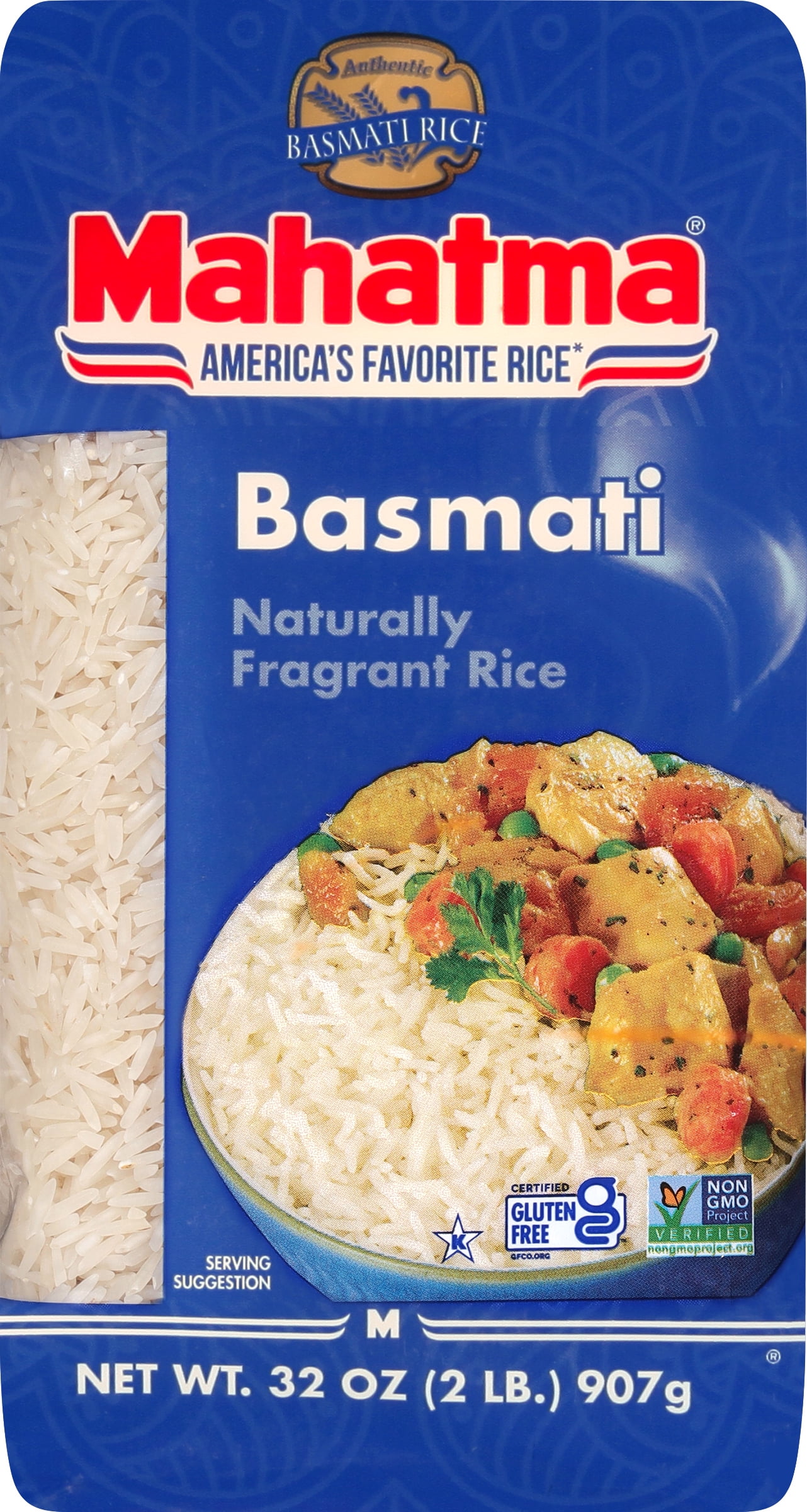 Mahatma Premium Basmati White Rice, Extra Long Grain, Nutty Flavor, Non ...