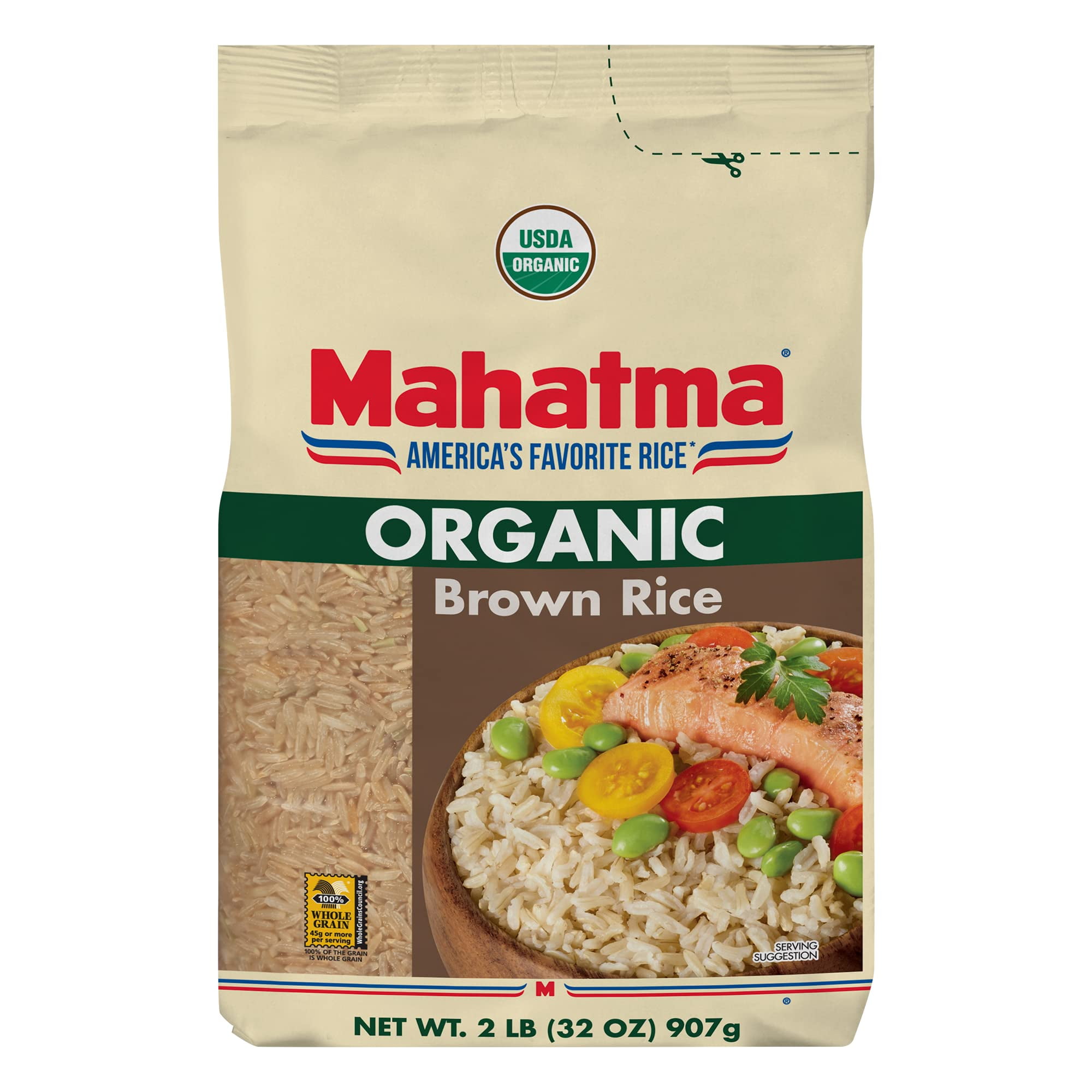 Mahatma Organic Brown Rice, 2-Pound Bag SMRof Rice, Microwave Rice in ...
