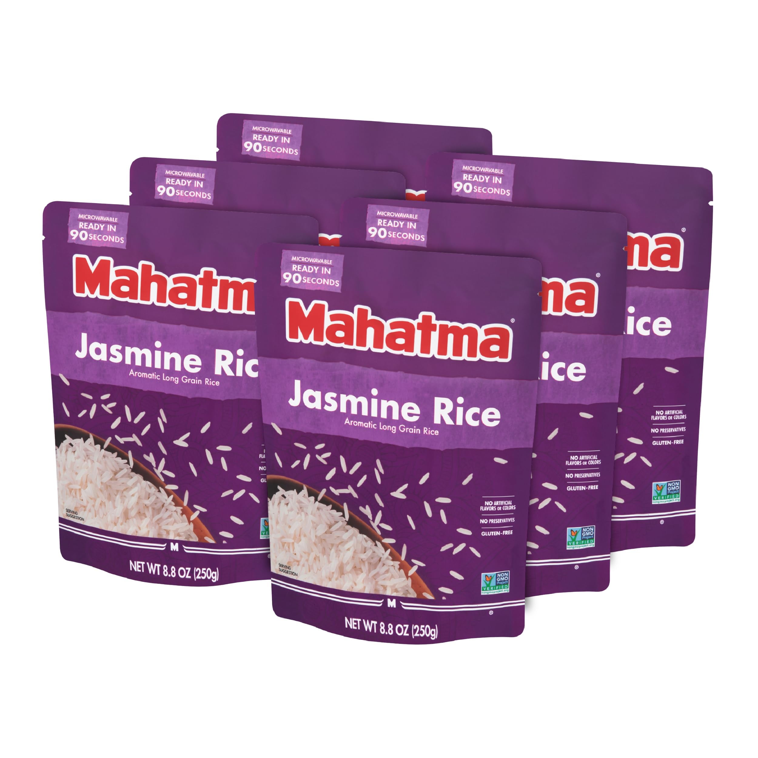 Mahatma Ready to Heat Jasmine Rice, Precooked Rice, Microwaveable in 90 ...