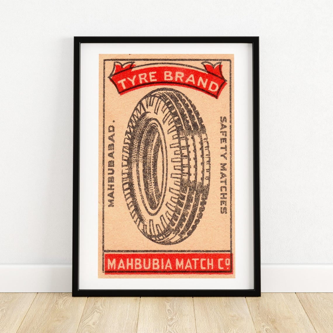 Mahbubia Match Co. Print Vintage Tyre Brand Art Industrial Decor Retro ...