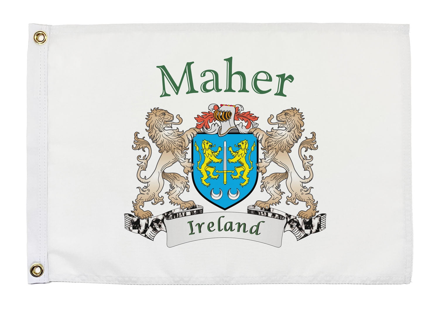 Maher Irish Coat of Arms Small White Flag - 16"x10.5" inches - Walmart.com