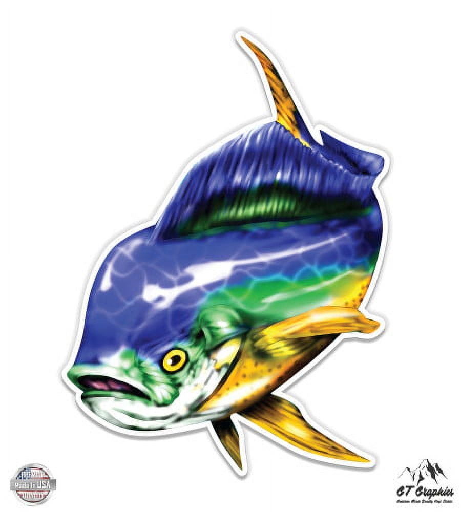 Mahi Mahi - 5" Vinyl Sticker - For Car Laptop I-Pad - Waterproof Decal ...