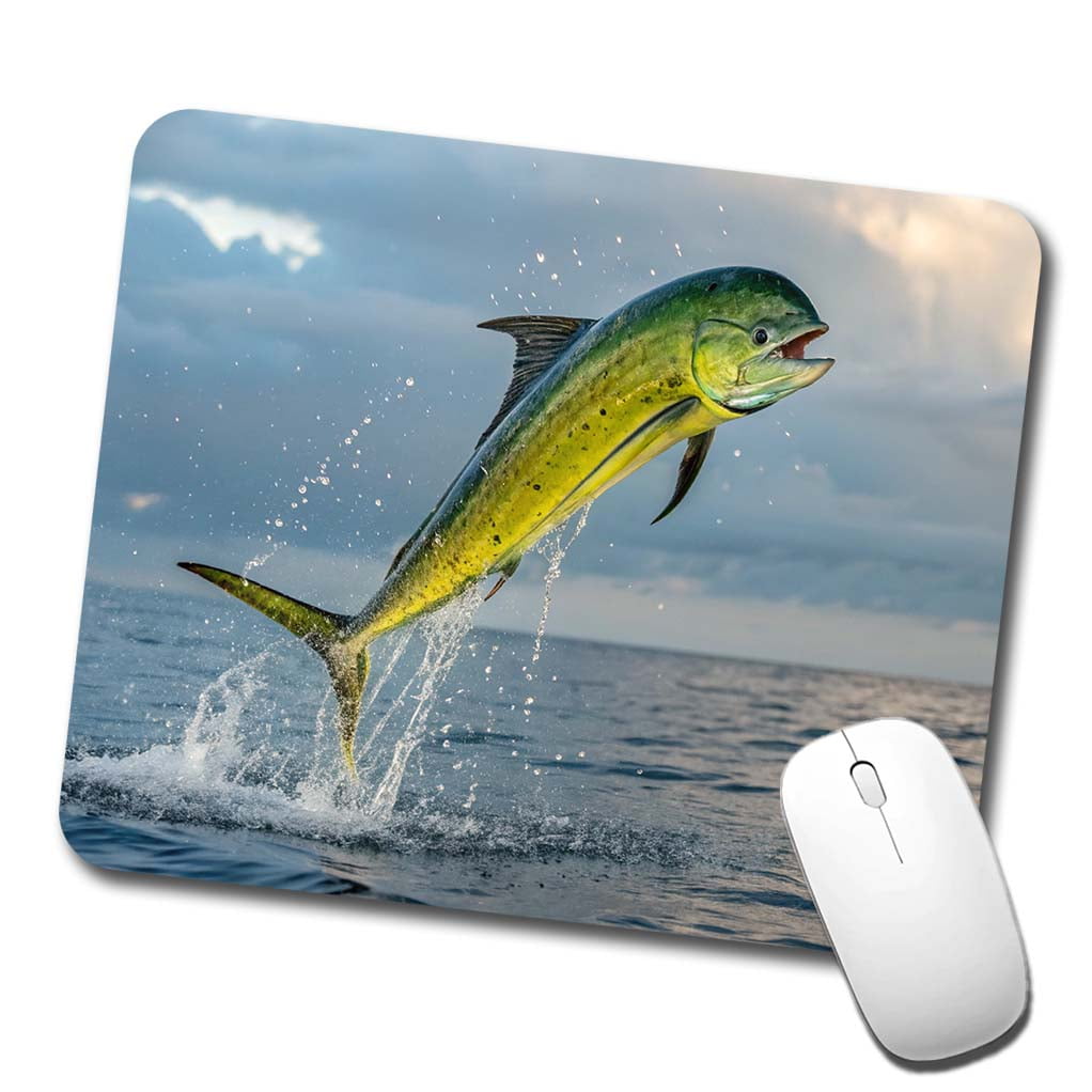 Mahi Mahi Fish Jumping Ocean Fishing Mouse Pad Low Profile Gaming Mat ...