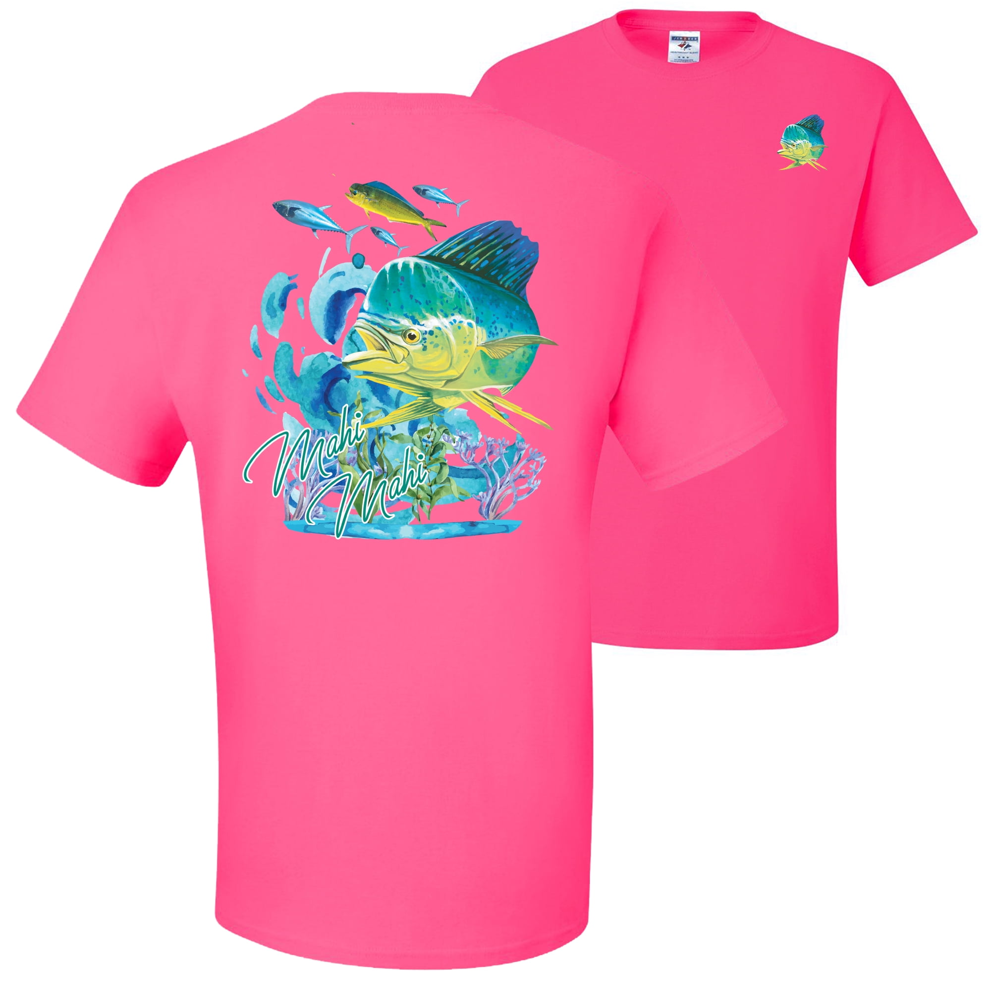 Mahi Mahi Fish Lovers Graphic FRONT AND BACK Mens T-shirts , Neon Pink, Medium - Walmart.com