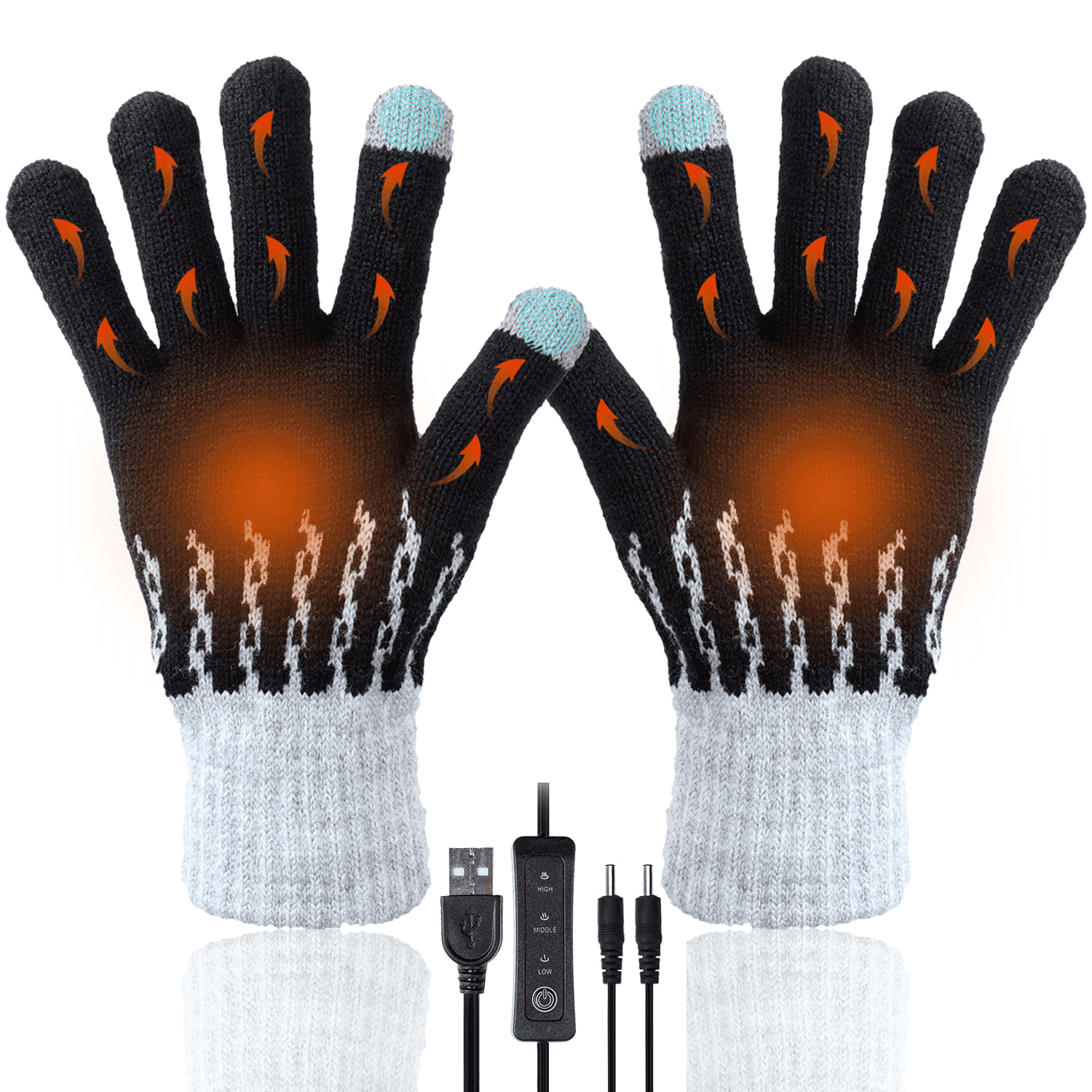 Mahiot USB Heated Gloves Winter Warm Heated Gloves for Men Women Grey ...