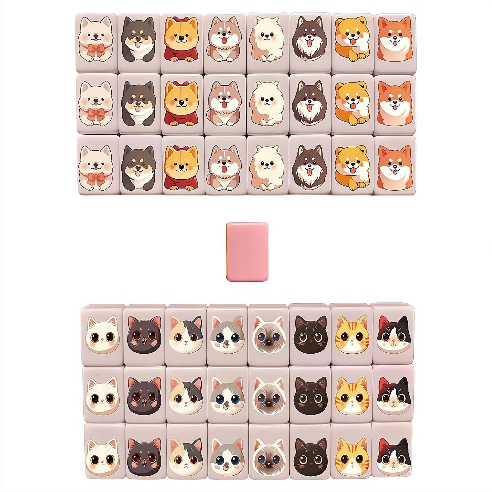 Mahjong Block Set with 481 Mahjong Tiles, Cute Animal Food Pattern ...