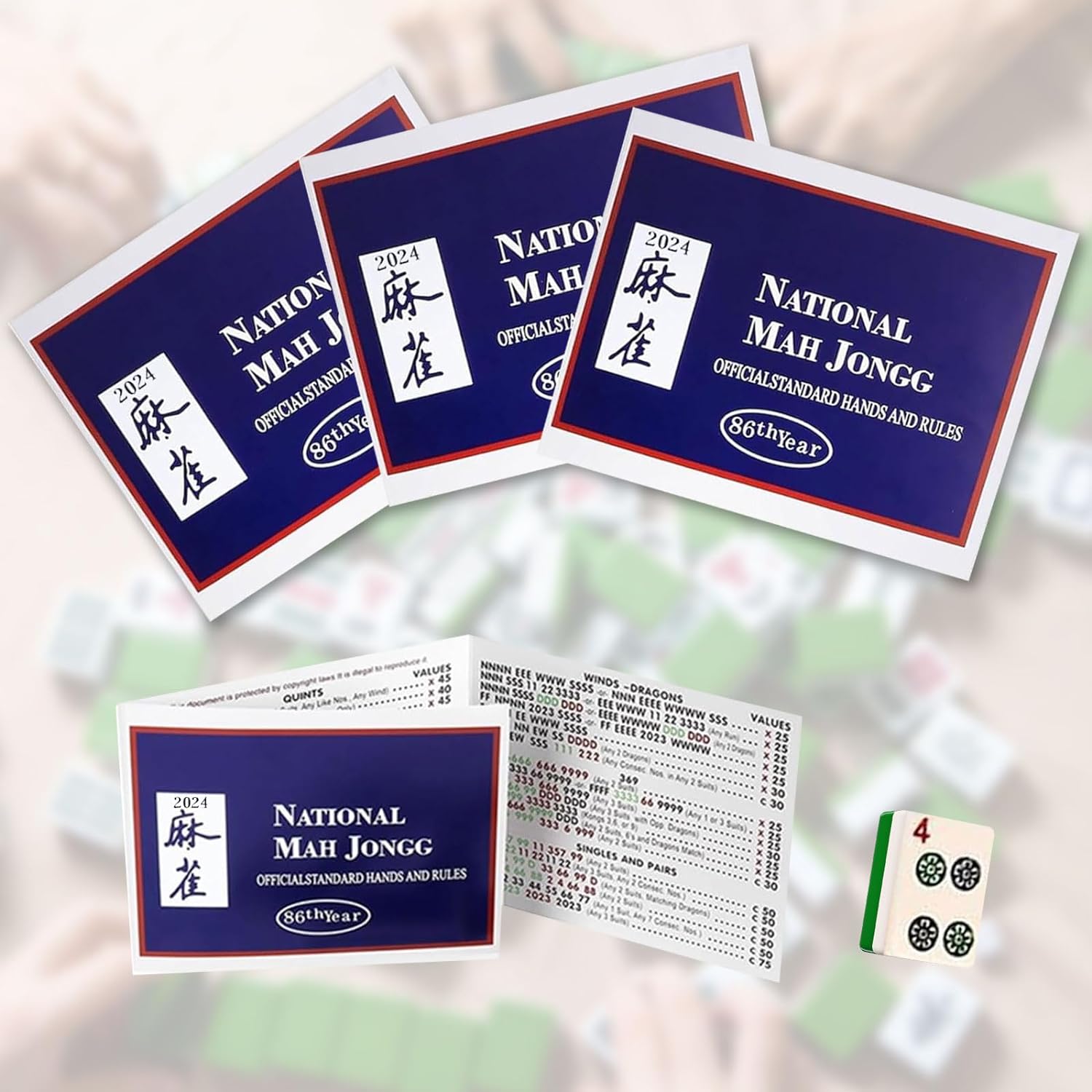 Mahjong Cards 2024,4Pcs Mah Jongg Cards,National Mahjong Cards Official ...