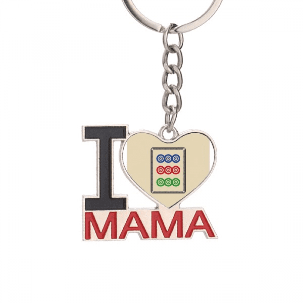 Mahjong Circle Dots 9 Tile Pattern Keychain Metal Keyring Holder Love ...
