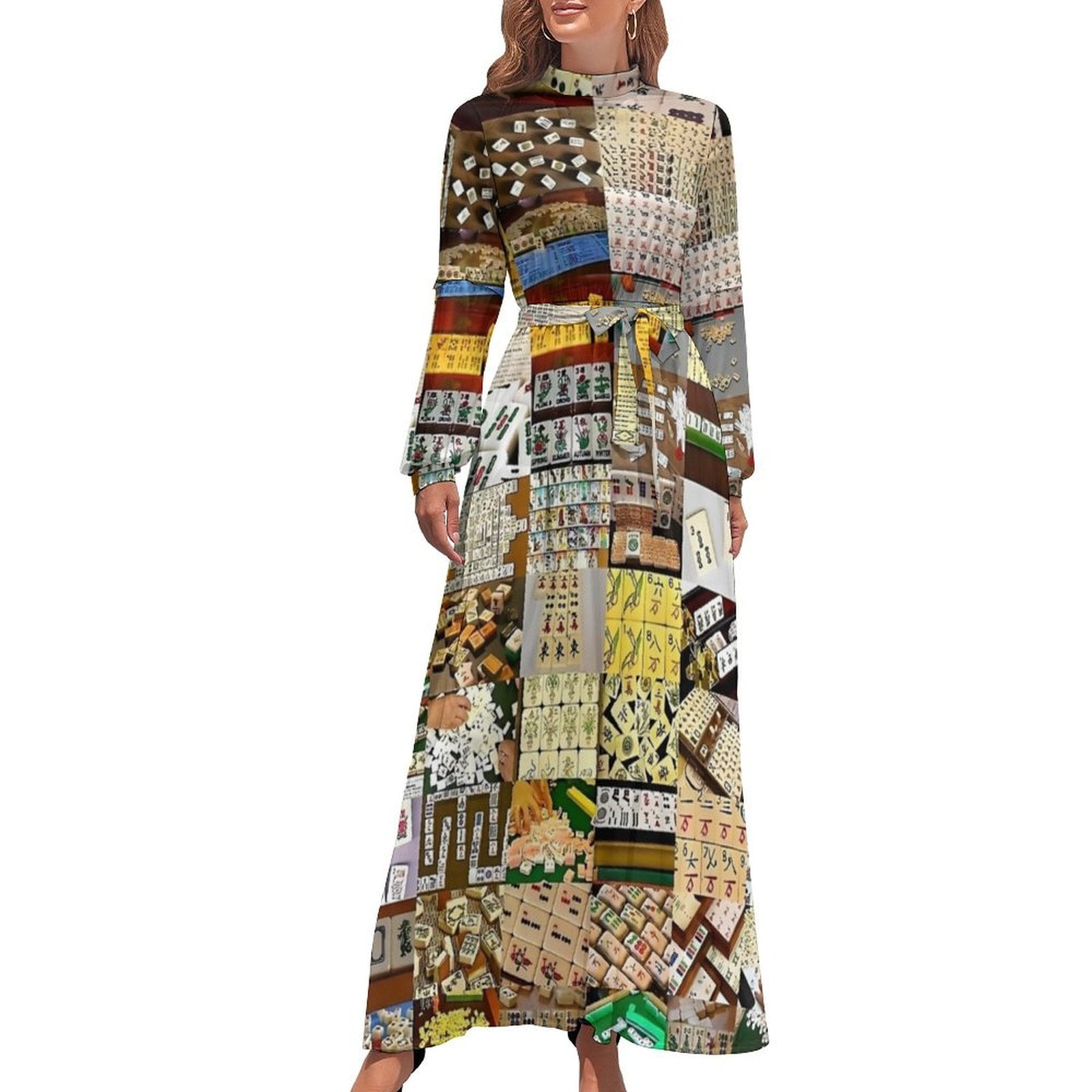 Mahjong Collage Long Dress women's evening dresses african dresses for ...