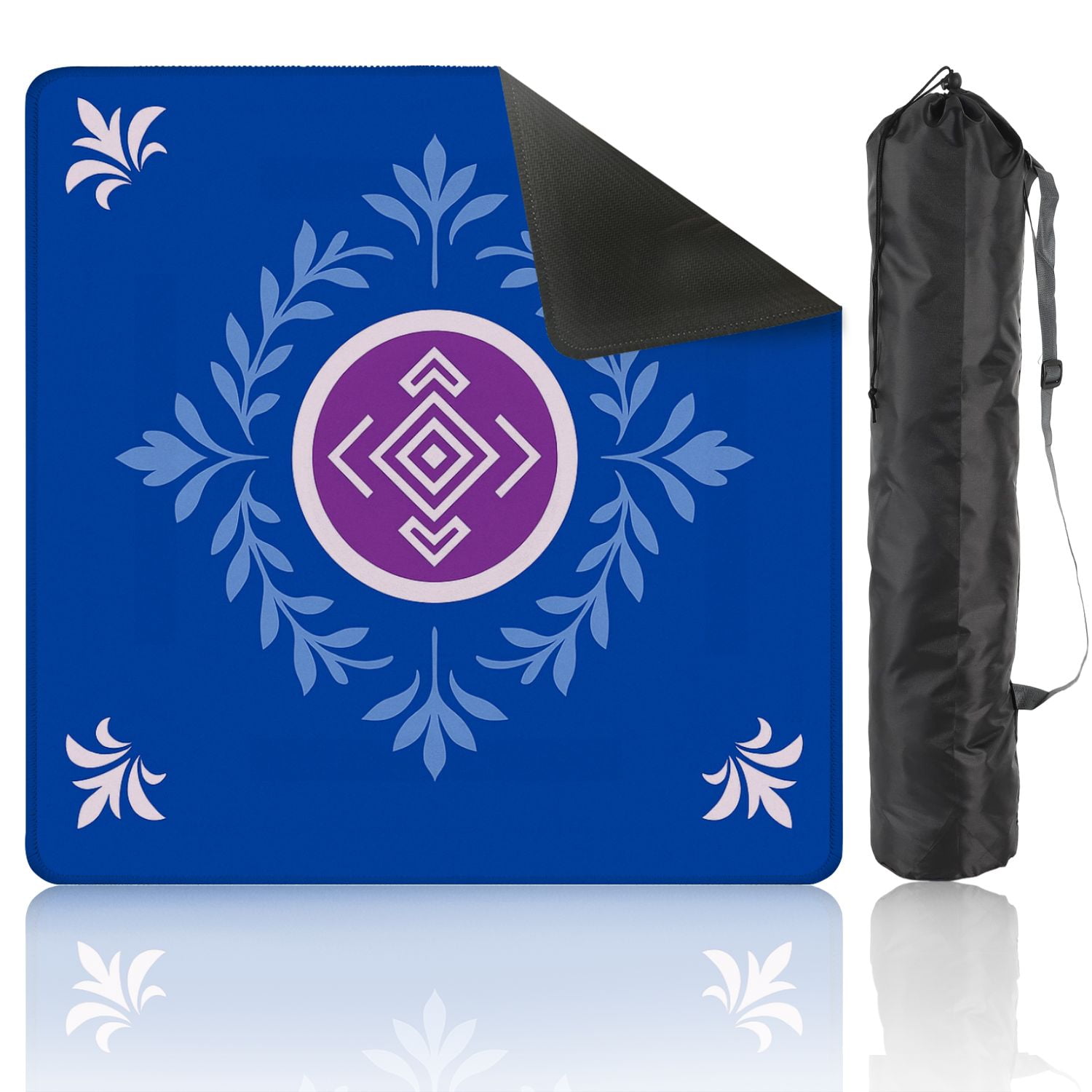 Mahjong Mat 31.5" x 31.5" Abstract Purple Blue Geometric Floral Accents ...