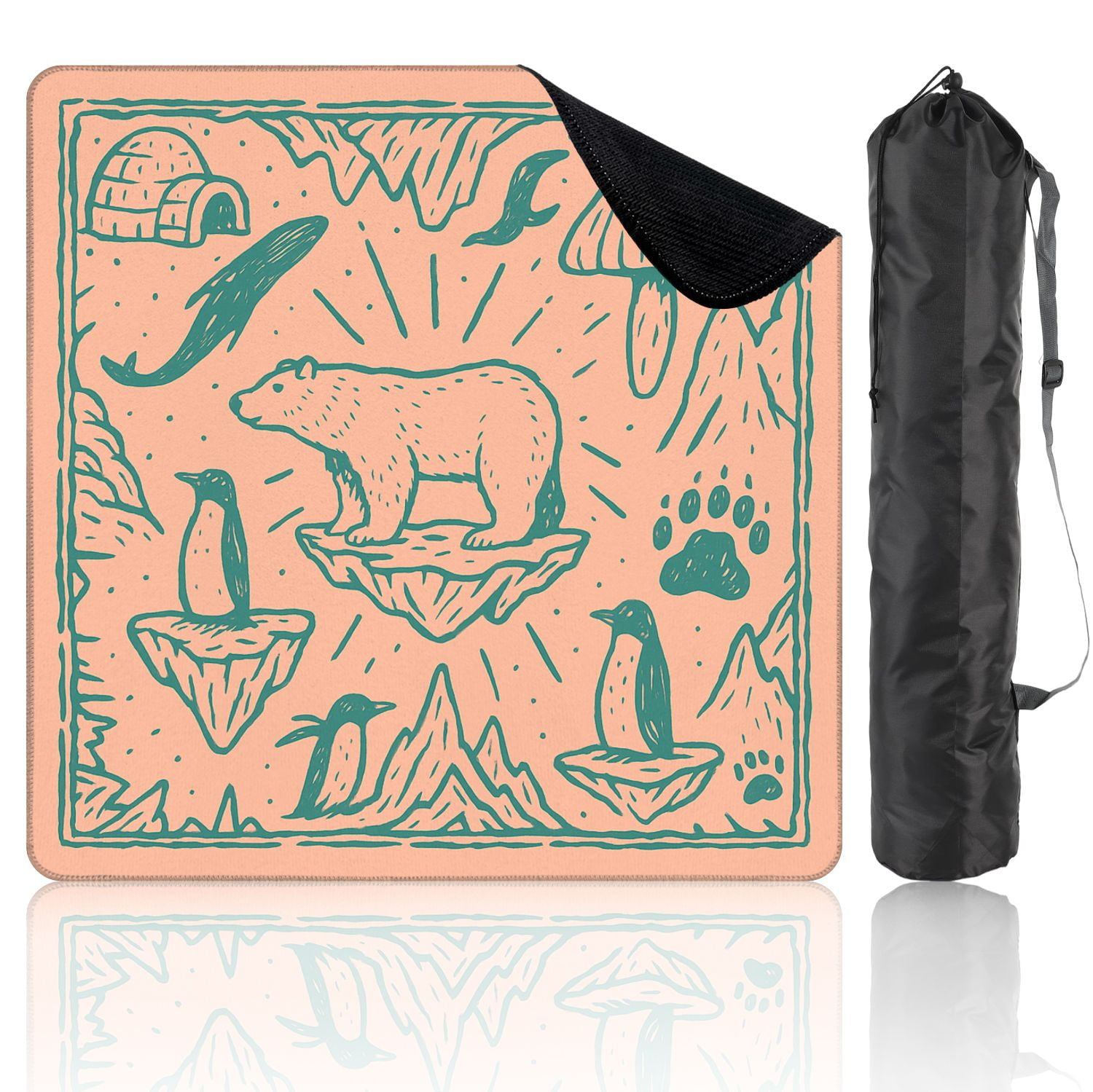Mahjong Mat 31.5" x 31.5" Arctic Wilderness Featuring Polar Bear Non ...