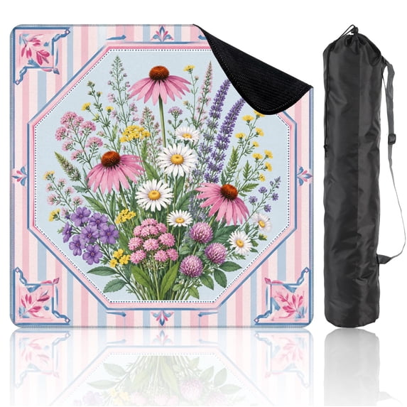Mahjong Mat 31.5" x 31.5" Colorful Hand Drawn Floral Bouquet Pink ...