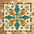 Mahjong Mat 31.5" x 31.5" Decorative Fish Teal Fish Orange Accents Non ...