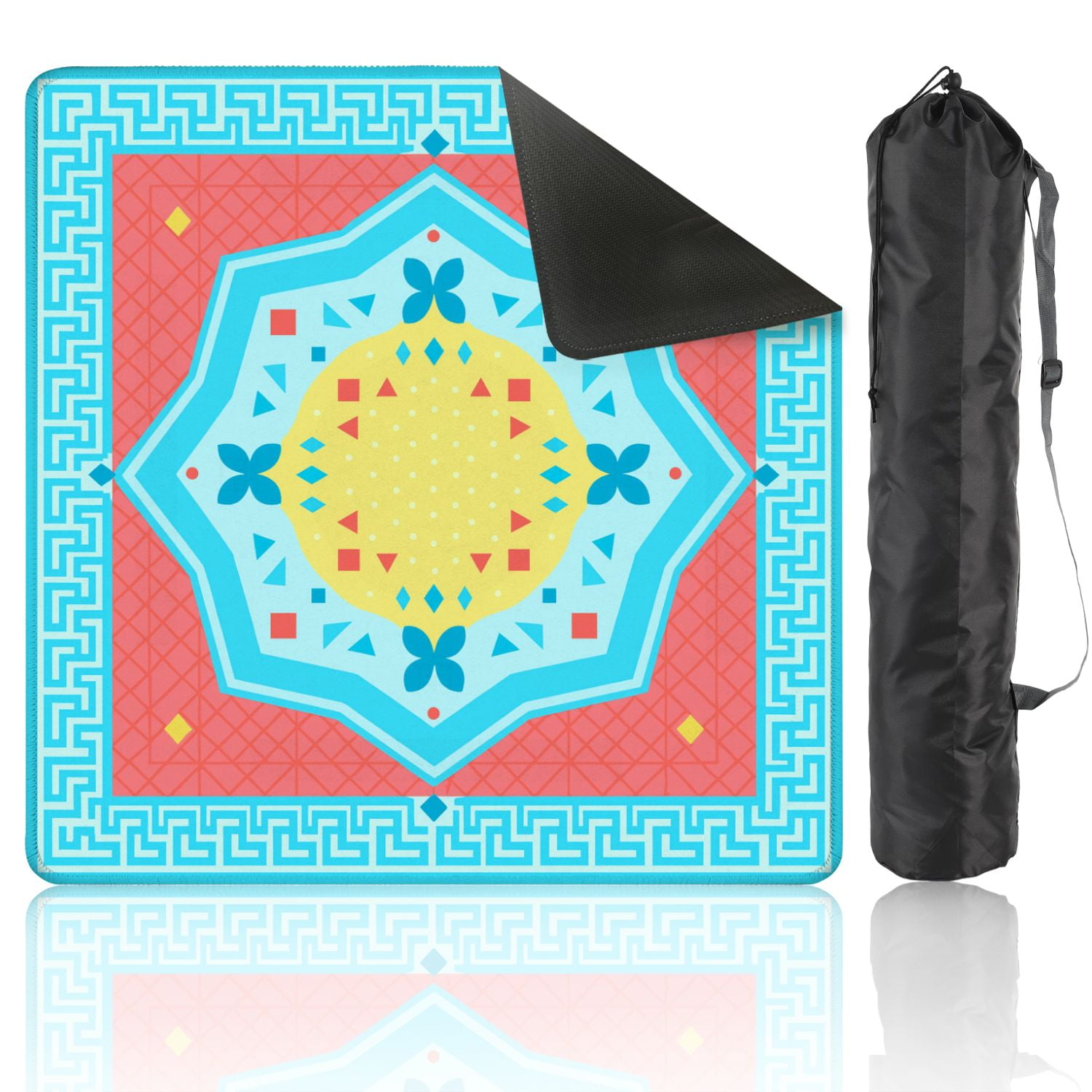 Mahjong Mat 31.5" x 31.5" Floral Oriental Geometric Borders Bright ...