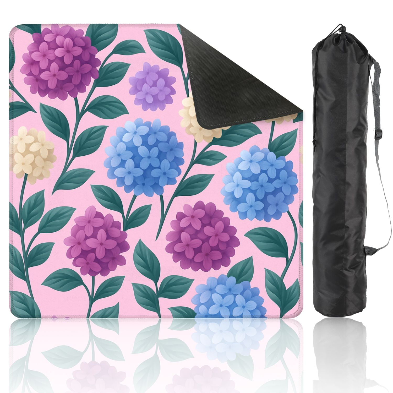 Mahjong Mat 31.5" x 31.5" botanical hydrangeas Anti-Slip and Noise ...
