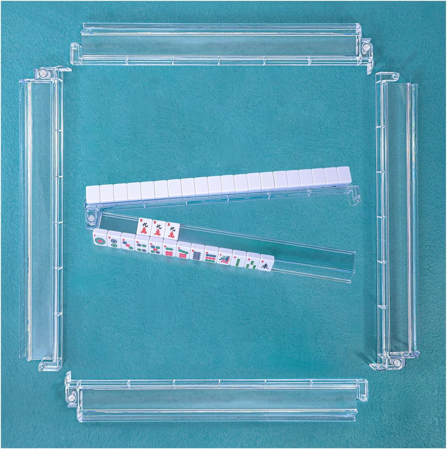 Mahjong Racks with Pushers - Set of 4, Clear Acrylic American Mahjong ...