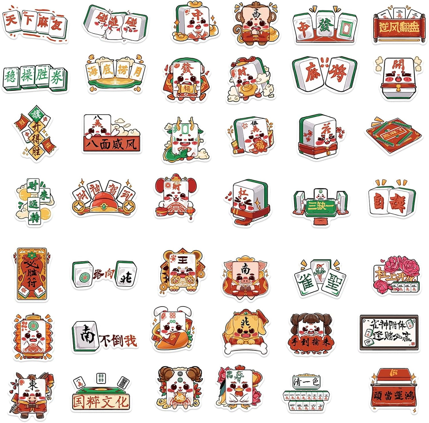Mahjong Stickers 50 Sheets Cartoon Vsco Stickers For Laptops And Water ...