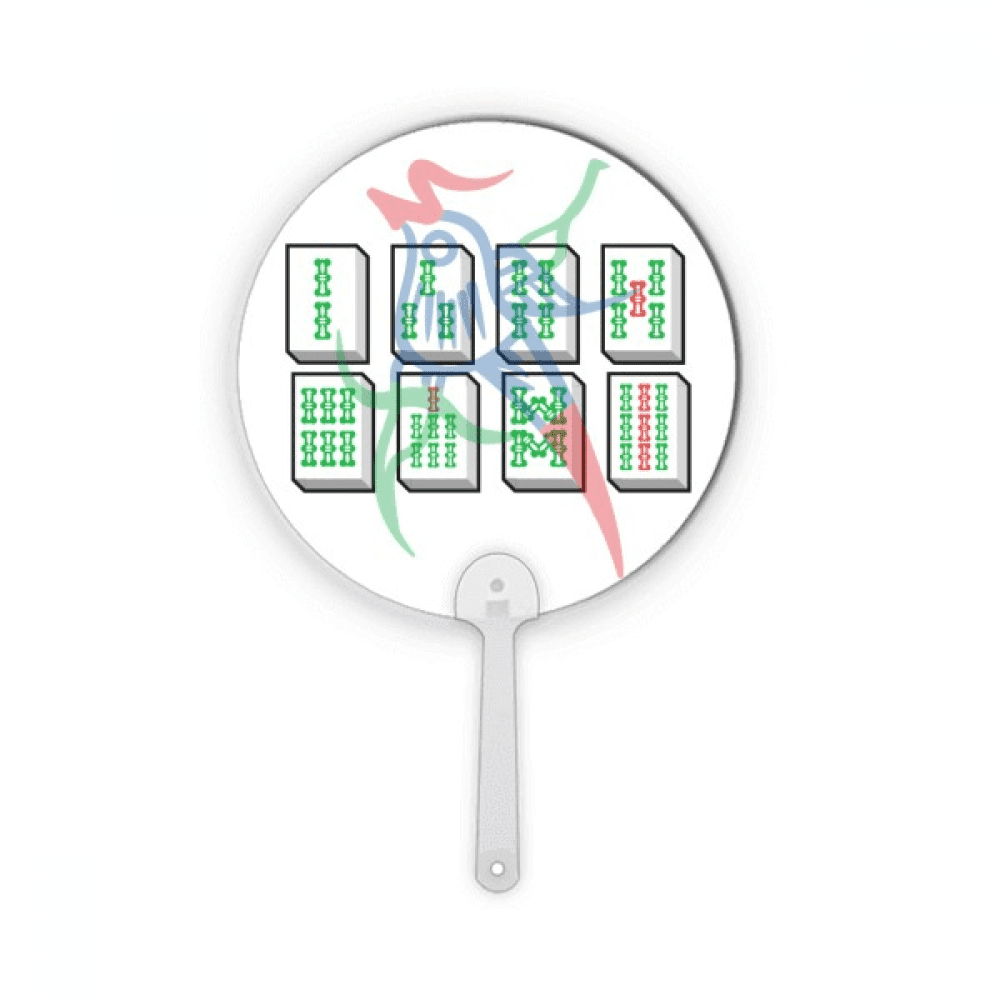 Mahjong Straight Flush Sliver Numbers Plastic Round Handheld Fan ...