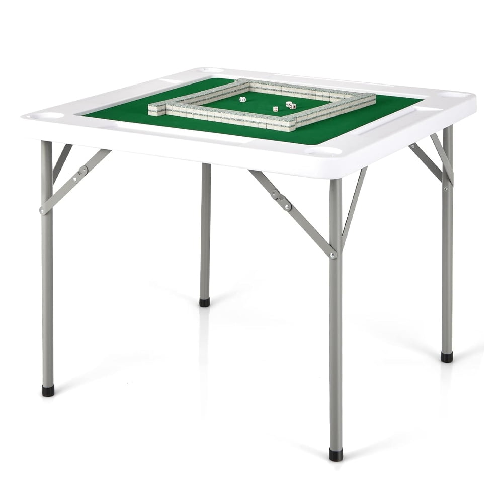 Mahjong Table, 35” Square Folding Card Table with Wear Desktop, 4 Cup ...