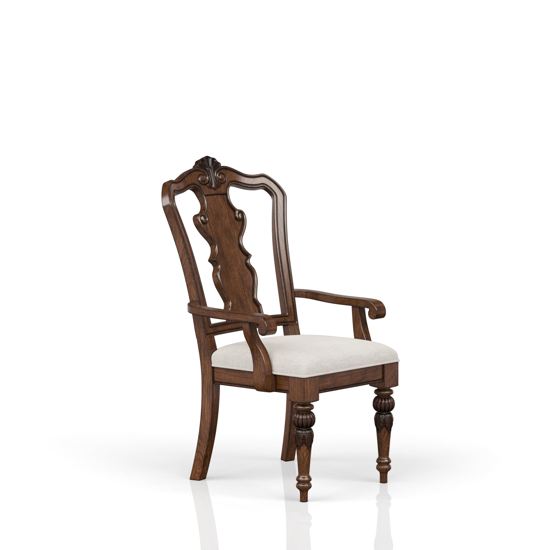 Mahogany Finish Queen Anne Arm Chair | Perfect for Dining Areas | Solid ...
