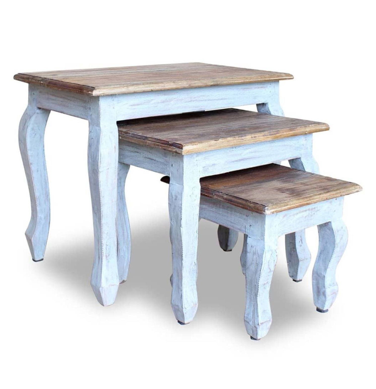 Mahogany Nesting Tables Set of 3, Solid Wood Side Tables, Antique Style ...