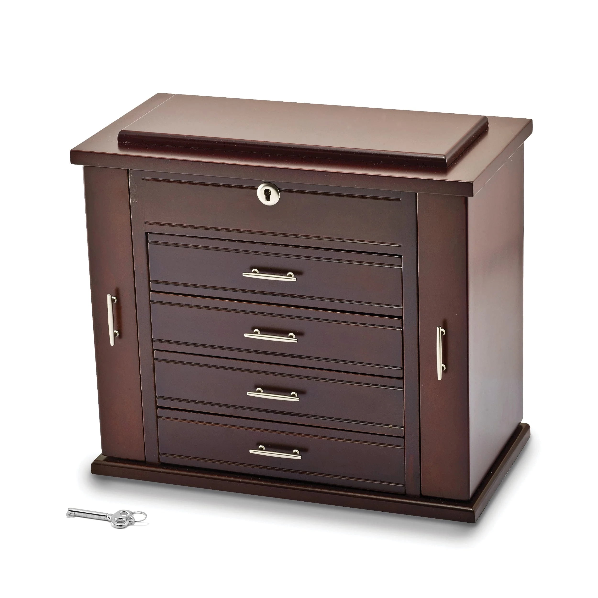 Mahogany Poplar Veneer Opening Side Jewelry Box - Walmart.com