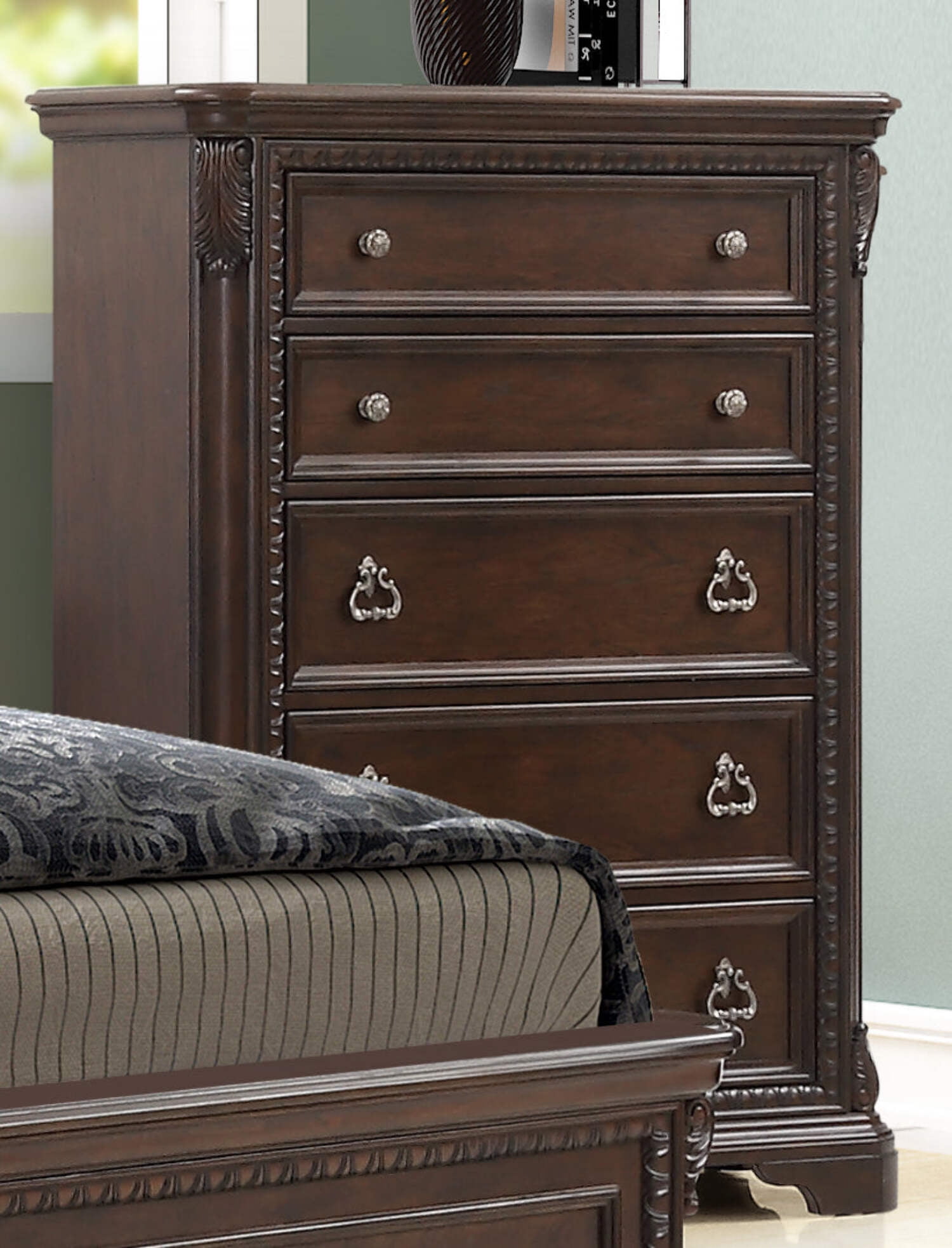 Mahogany Traditional 5 Drawer Chest Mahogany Solid Wood Mdf - Walmart.com