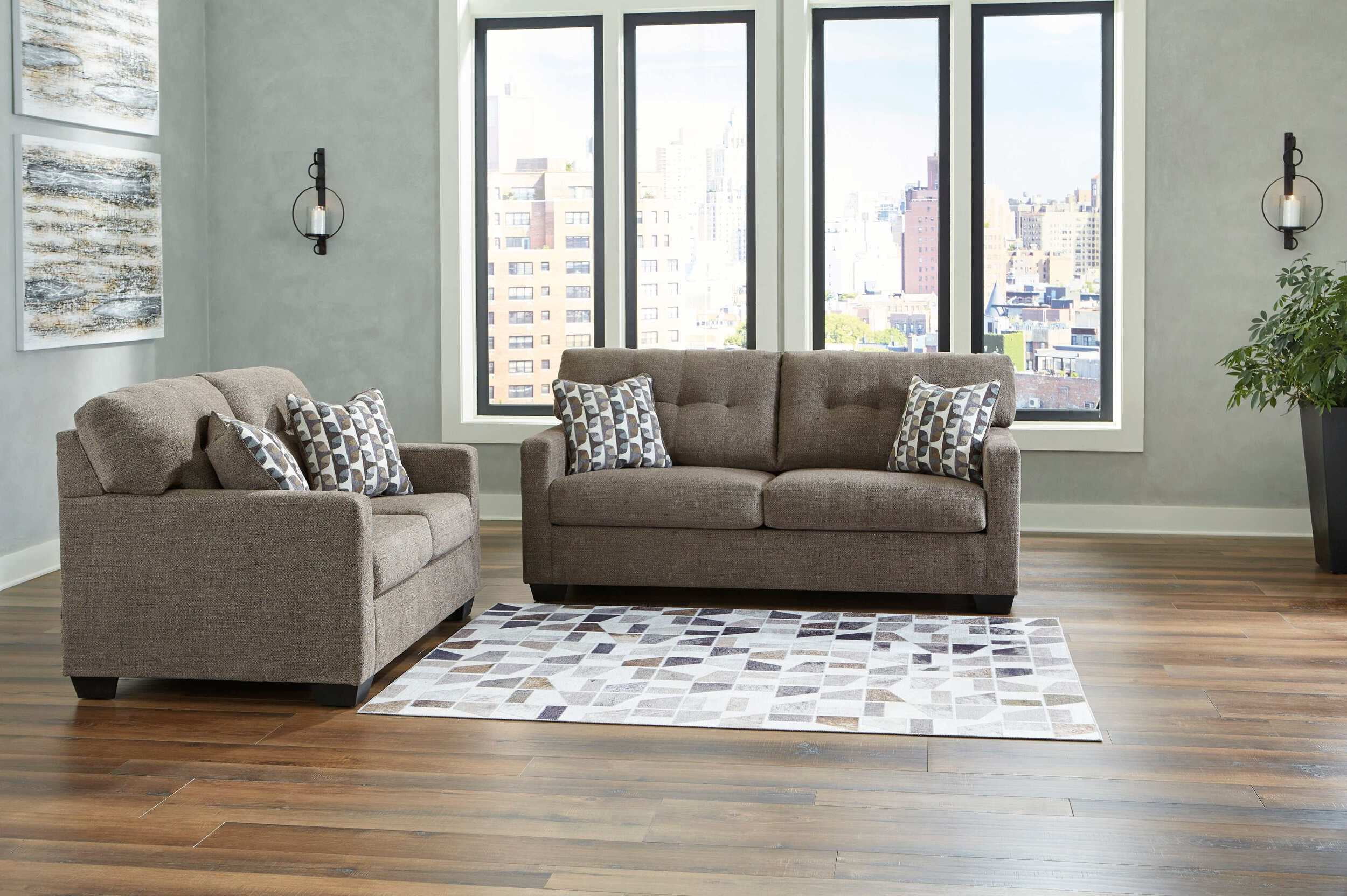 Mahoney Chocolate Sofa Loveseat Living Room Set / 2pc - Walmart.com