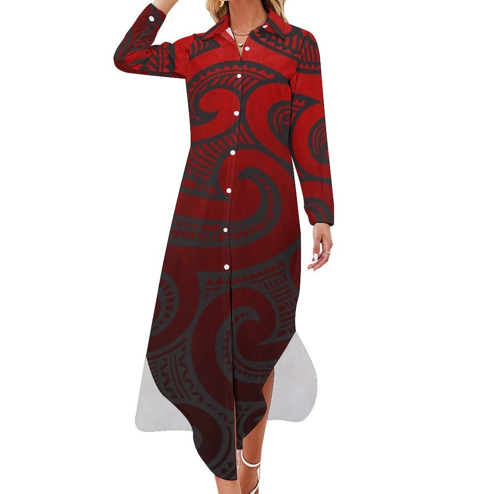 Mahuika - Goddess of Fire Long Sleeved Shirt Dress dress korean style ...