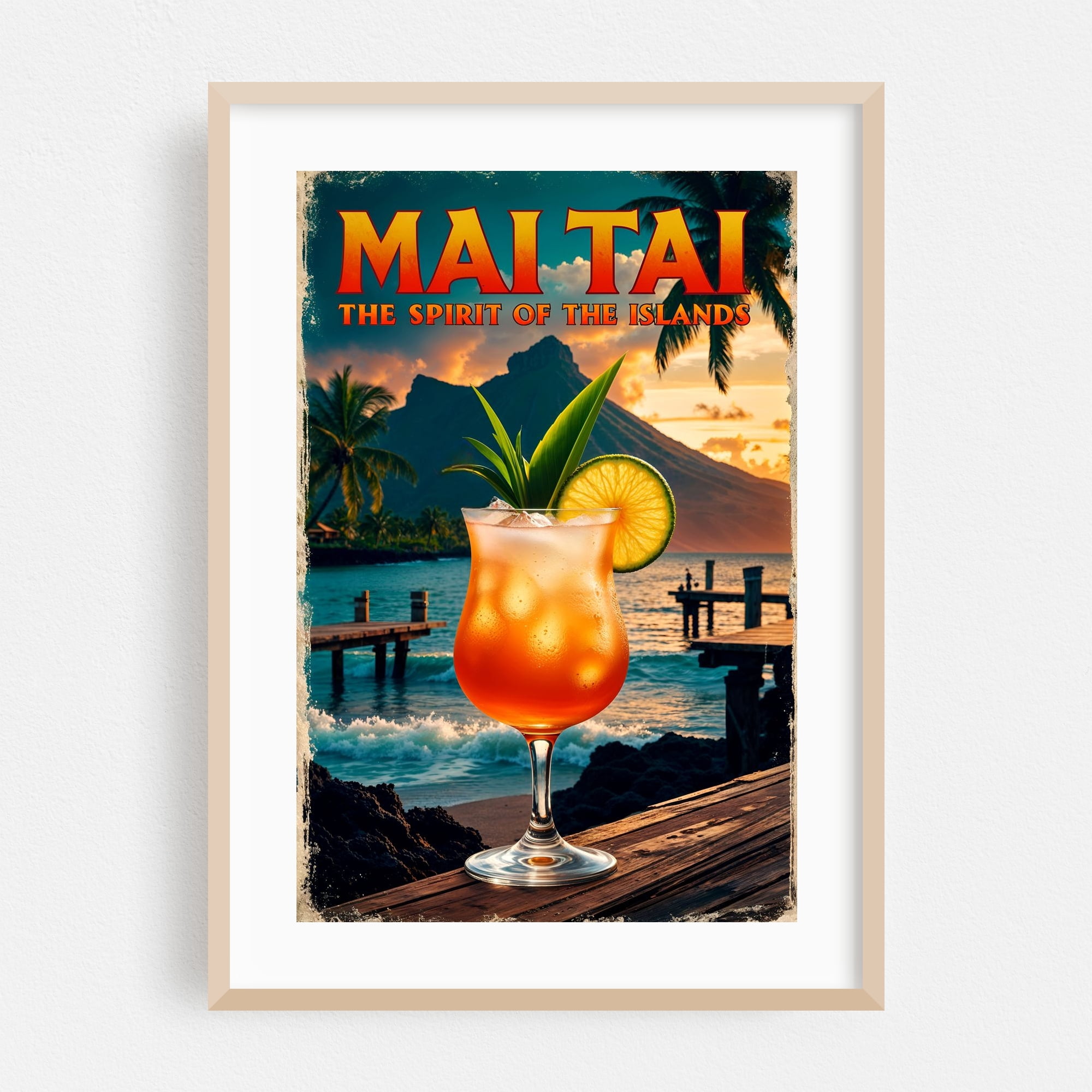 Mai Tai Cocktail Poster: Vintage Island Vibes - Illustration Tropical ...