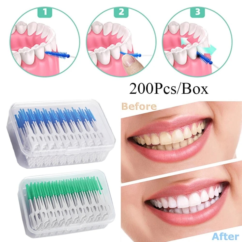 MaiRkang 200pcs Toothpicks Brush Between Teeth Silicone Toothpicks with ...
