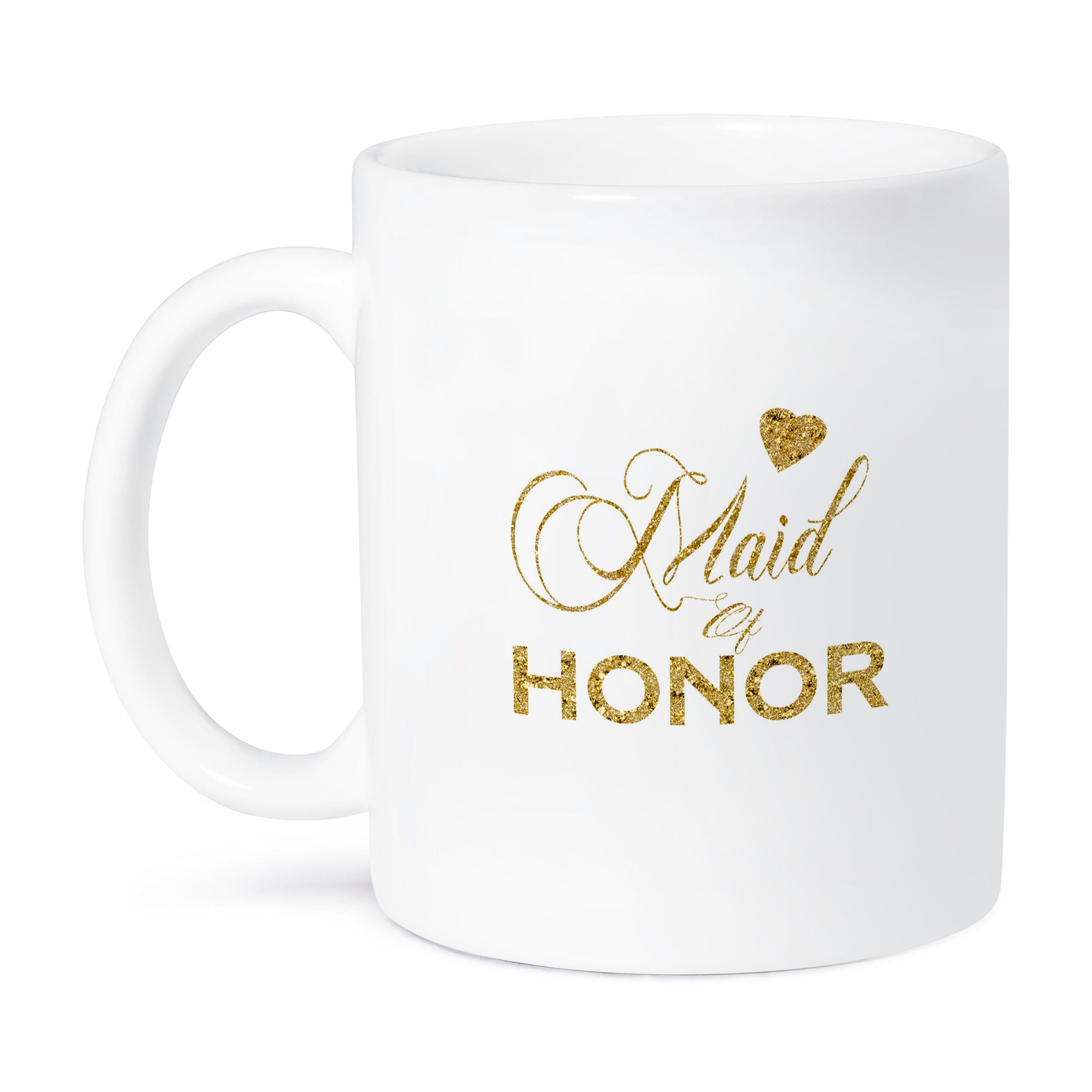 3dRose, Maid Of Honor In Digital Faux Gold With A Heart, 11oz Mug ...